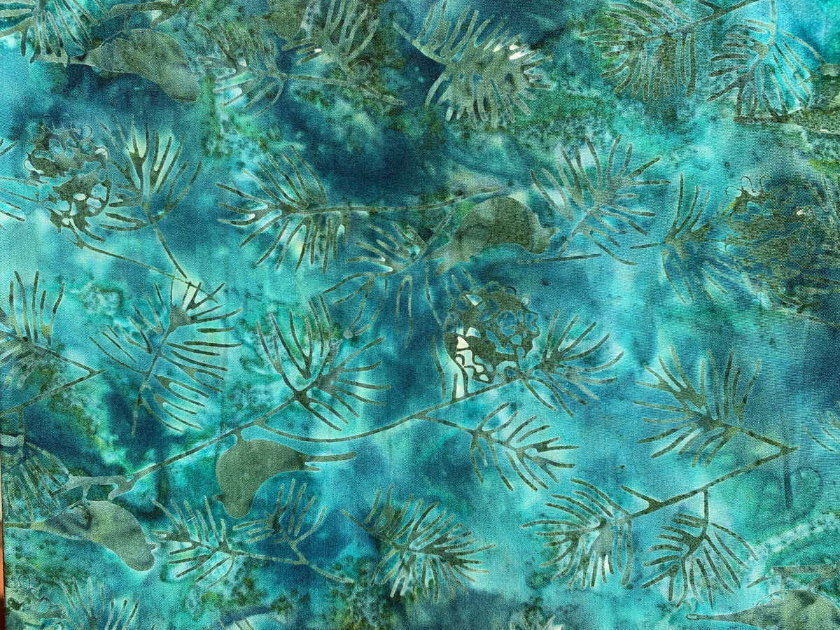 Blue green forest colors with leaves - Bali Collection (sold in 25cm u